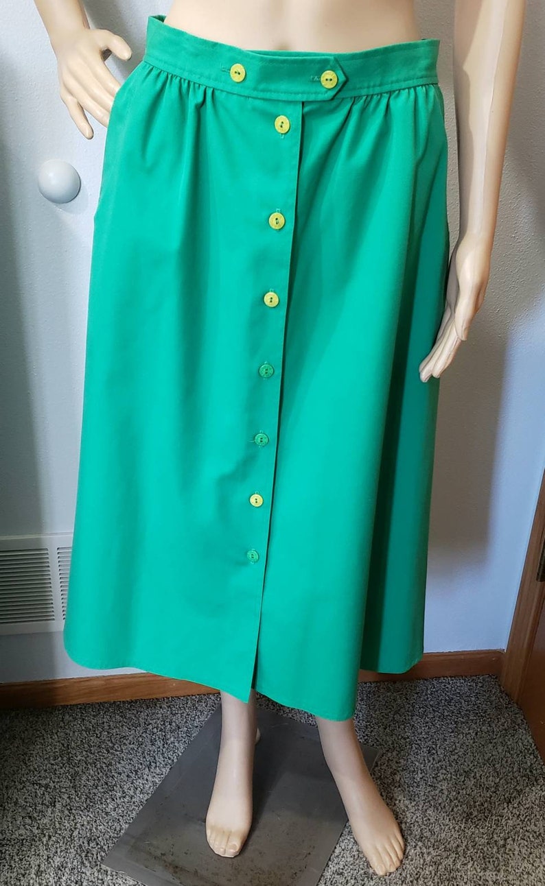 80s Green Button-down Skirt by Koret MD - Etsy