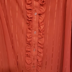 80s Red Sheer Ruffle Blouse by La Blouse, 12 - Etsy