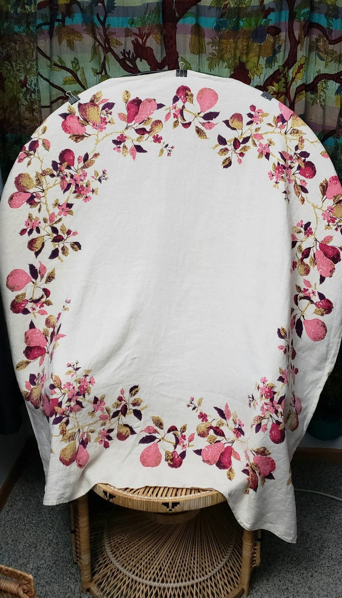 60s Pears Linen Tablecloth By Luther Travis Vintage Linen | Etsy