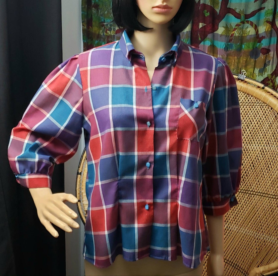 70s Women's Check Button-down Shirt by Topson Downs, MD - Etsy