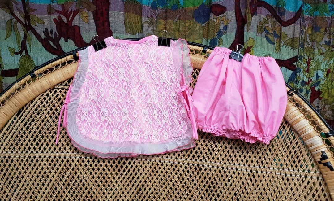 50s Pink Baby Set, Lace Bib Top and Bloomers - Etsy