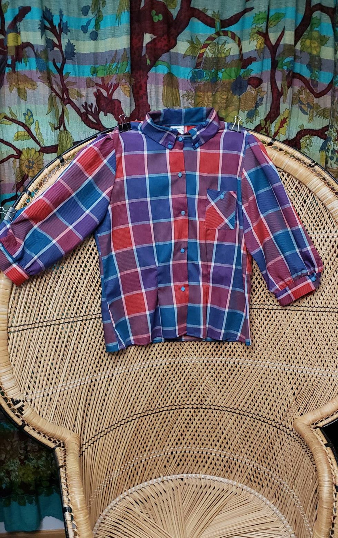 70s Women's Check Button-down Shirt by Topson Downs, MD - Etsy