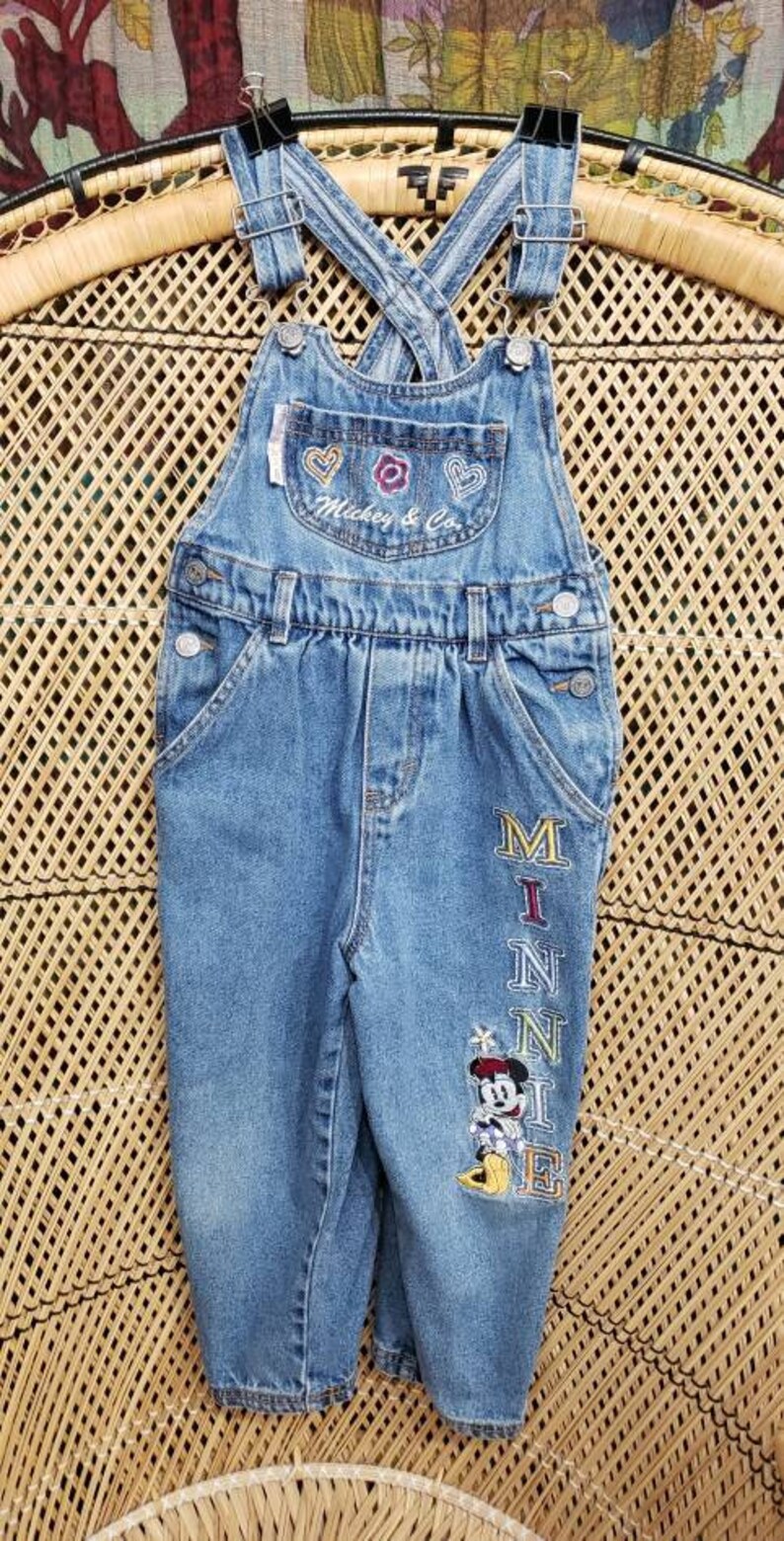 Y2K Minnie Mouse Blue Jean Overalls by Mickey & Co. 4T - Etsy