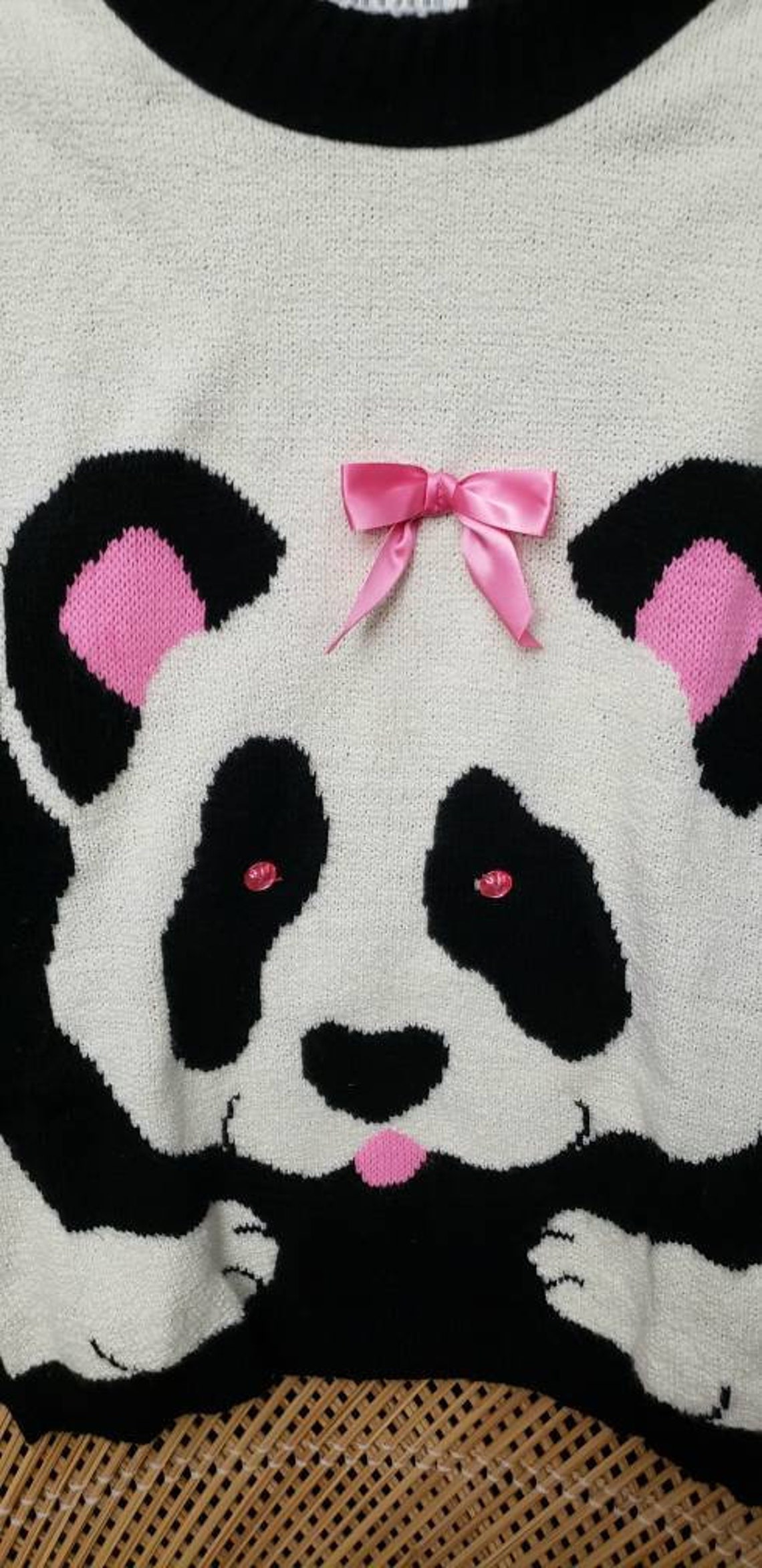 80s Panda Sweater by Jet Set Sweaters LG 14 Girls - Etsy