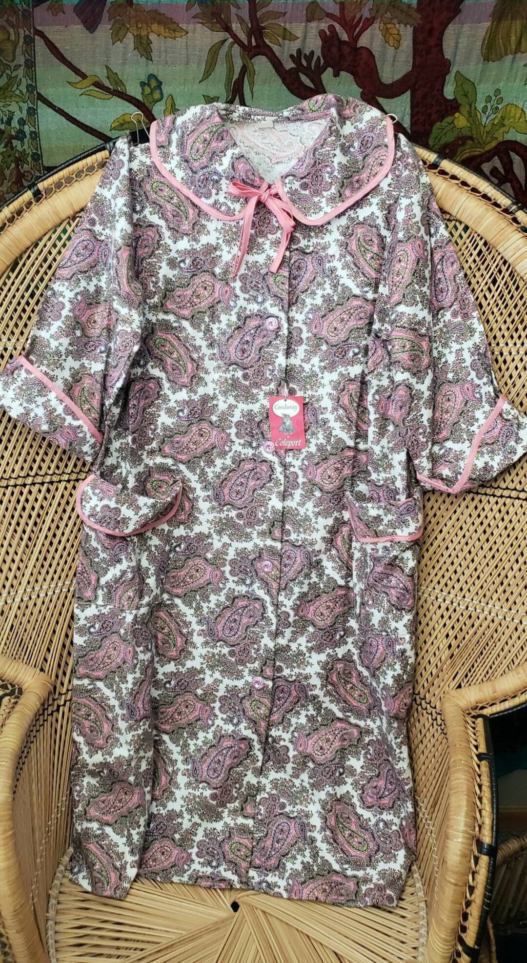 60s Paisley Pink Robe by Corduray by Coleport With Original Tag ...