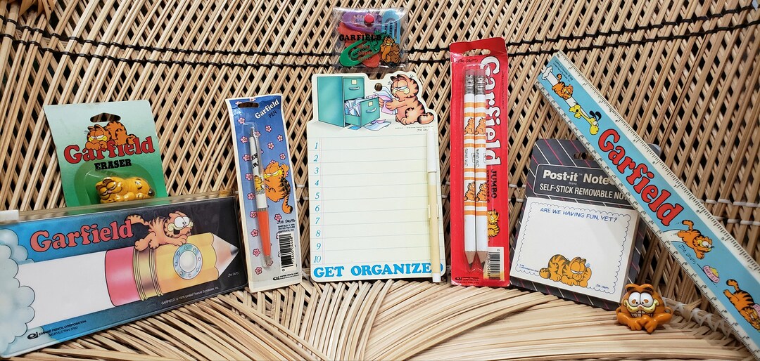 AS IS 1978 Garfield Desk Supplies Set of 9 - Etsy