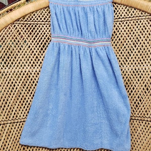 70s Blue Terry Cloth Summer Dress, Girls 8 - Etsy