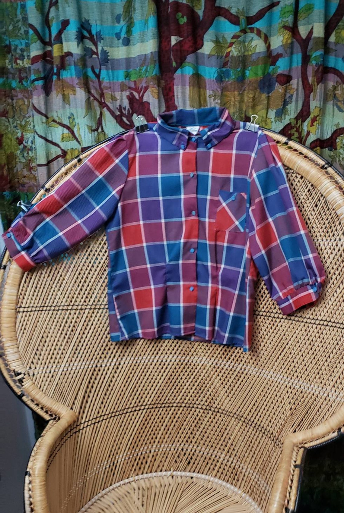 70s Women's Check Button-down Shirt by Topson Downs, MD - Etsy
