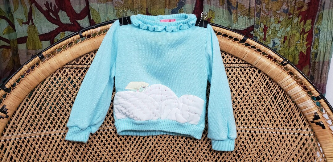 80s Blue Knit Winter Scene Sweater by Tiny Town, 24M - Etsy