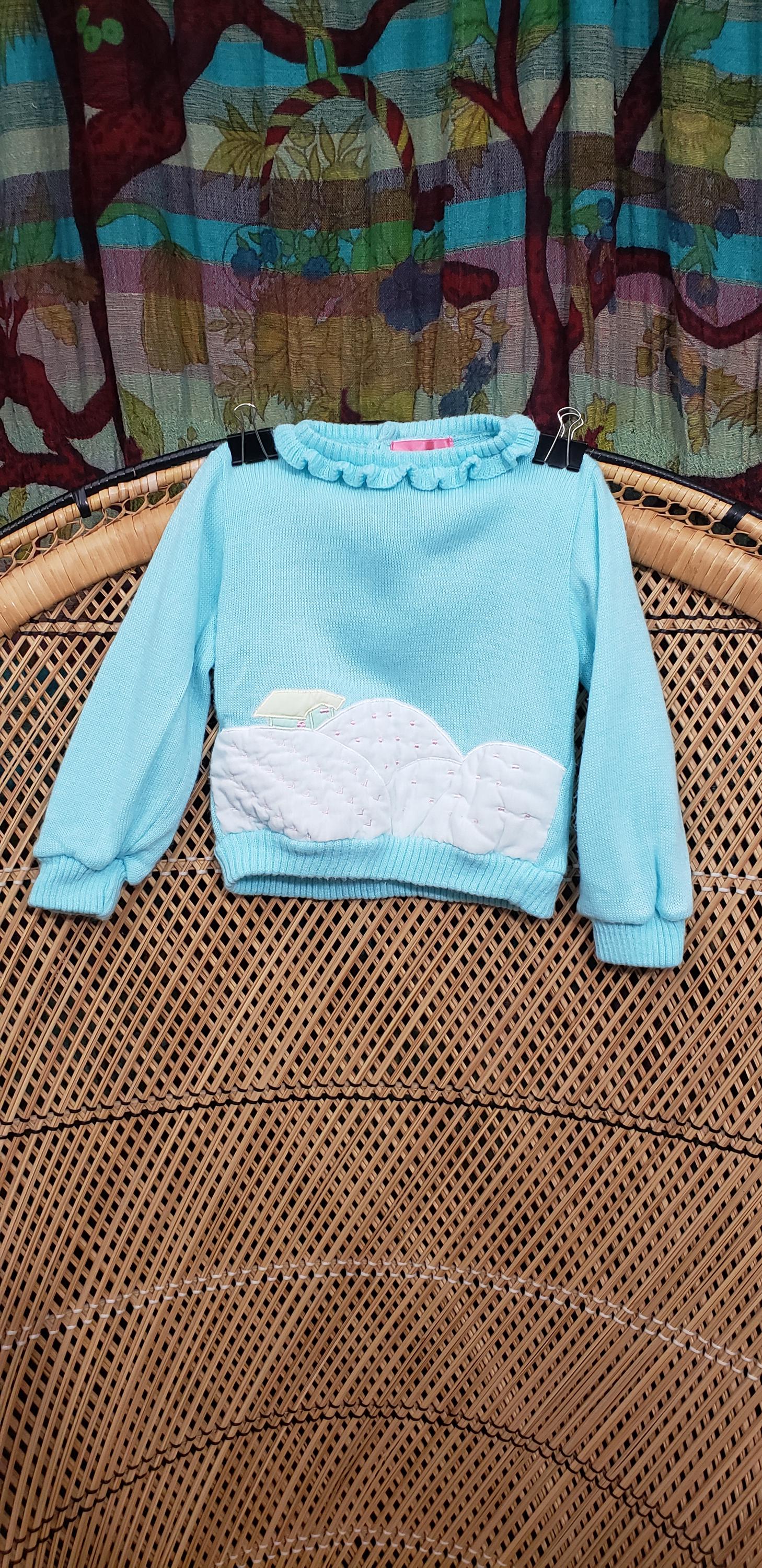 80s Blue Knit Winter Scene Sweater by Tiny Town, 24M - Etsy