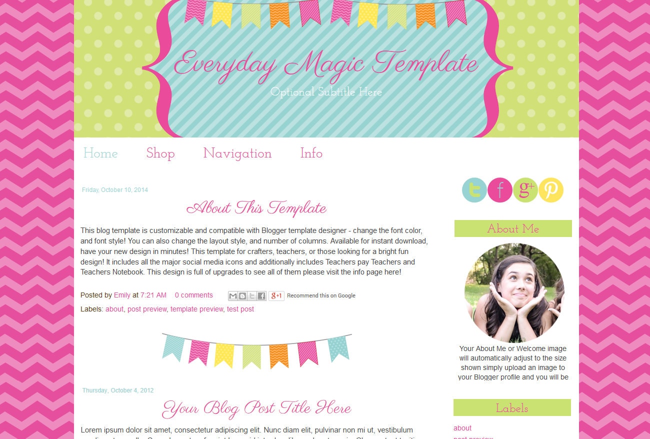 Teacher Blogger Template - Blog Template for Teachers - Everyday Magic ...