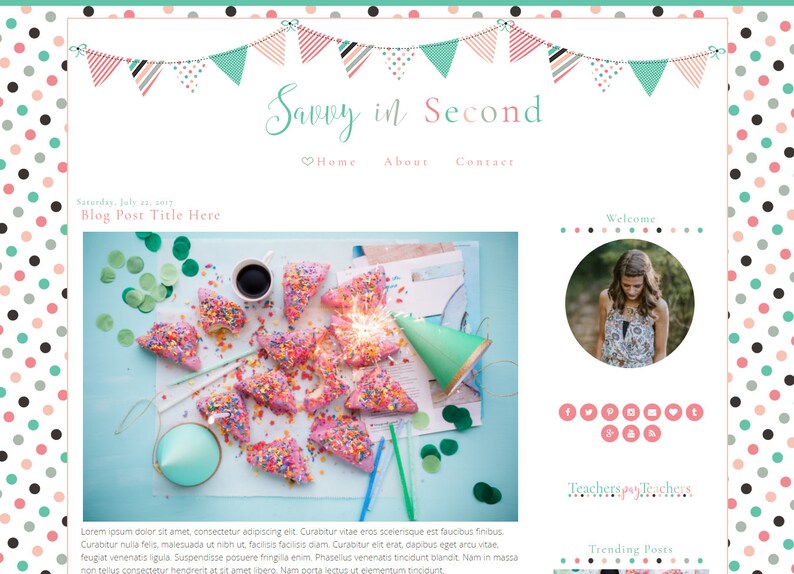 Bunting Blogger Template for Teachers Classroom Blog Design - Etsy