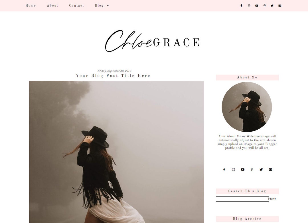 Pink Blogger Theme - Feminine Blog Template - Mobile Responsive Blogger ...