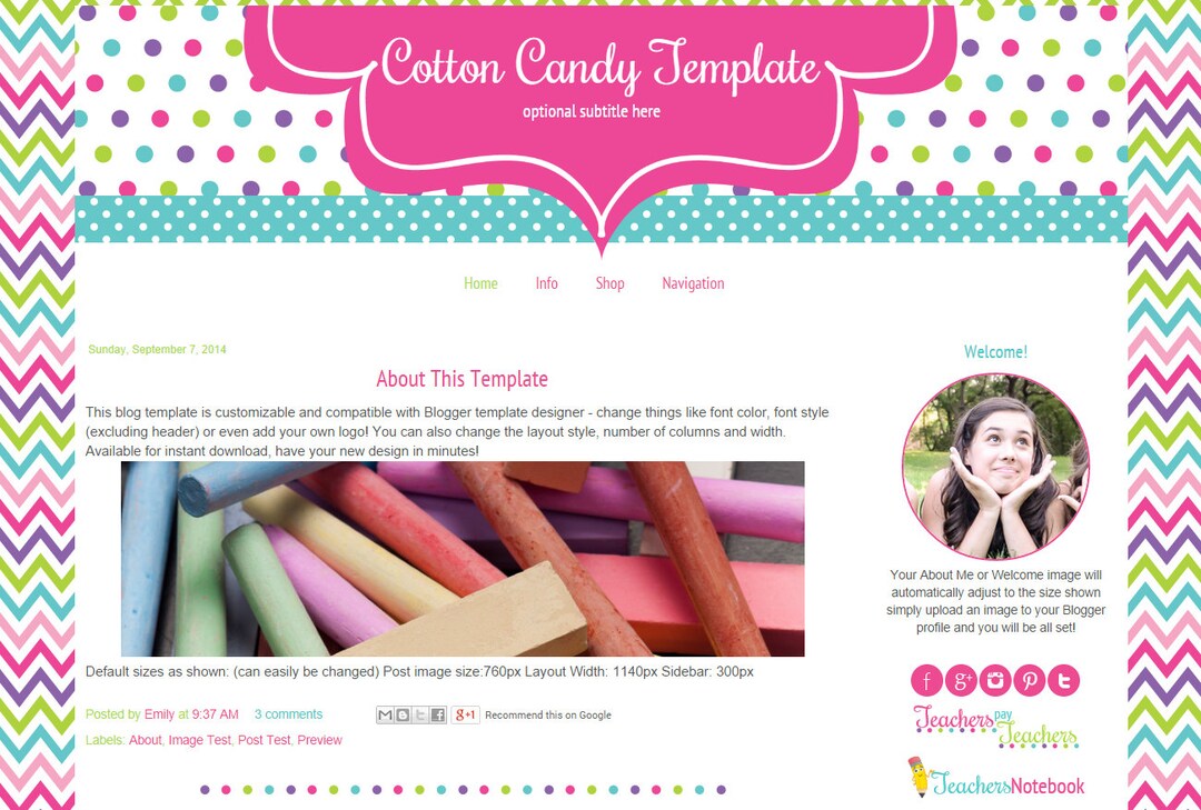 Premade Teacher Blogger Template Blog Template for Teachers Craft Blog ...