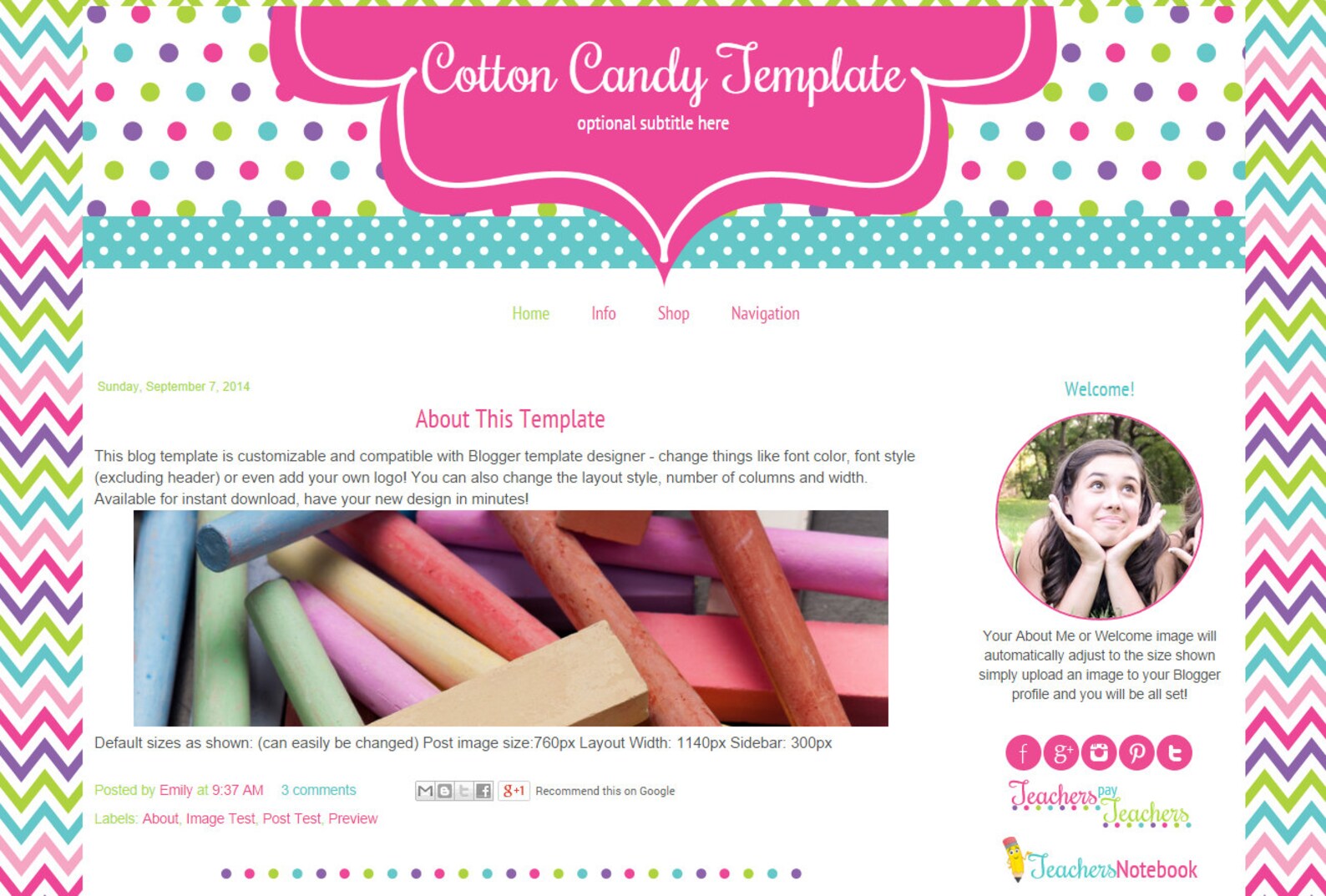 Premade Teacher Blogger Template Blog Template for Teachers Craft Blog ...