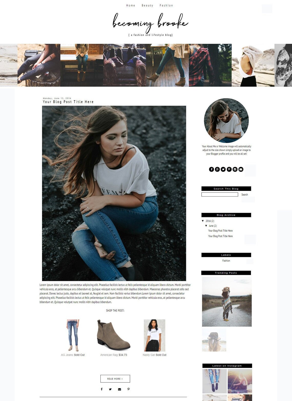 Fashion Blogger Template Lifestyle Blogger Template Minimal Blogspot ...
