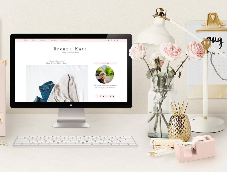 Pink Blogger Template - Feminine Blogger Template - Premade Blogger ...