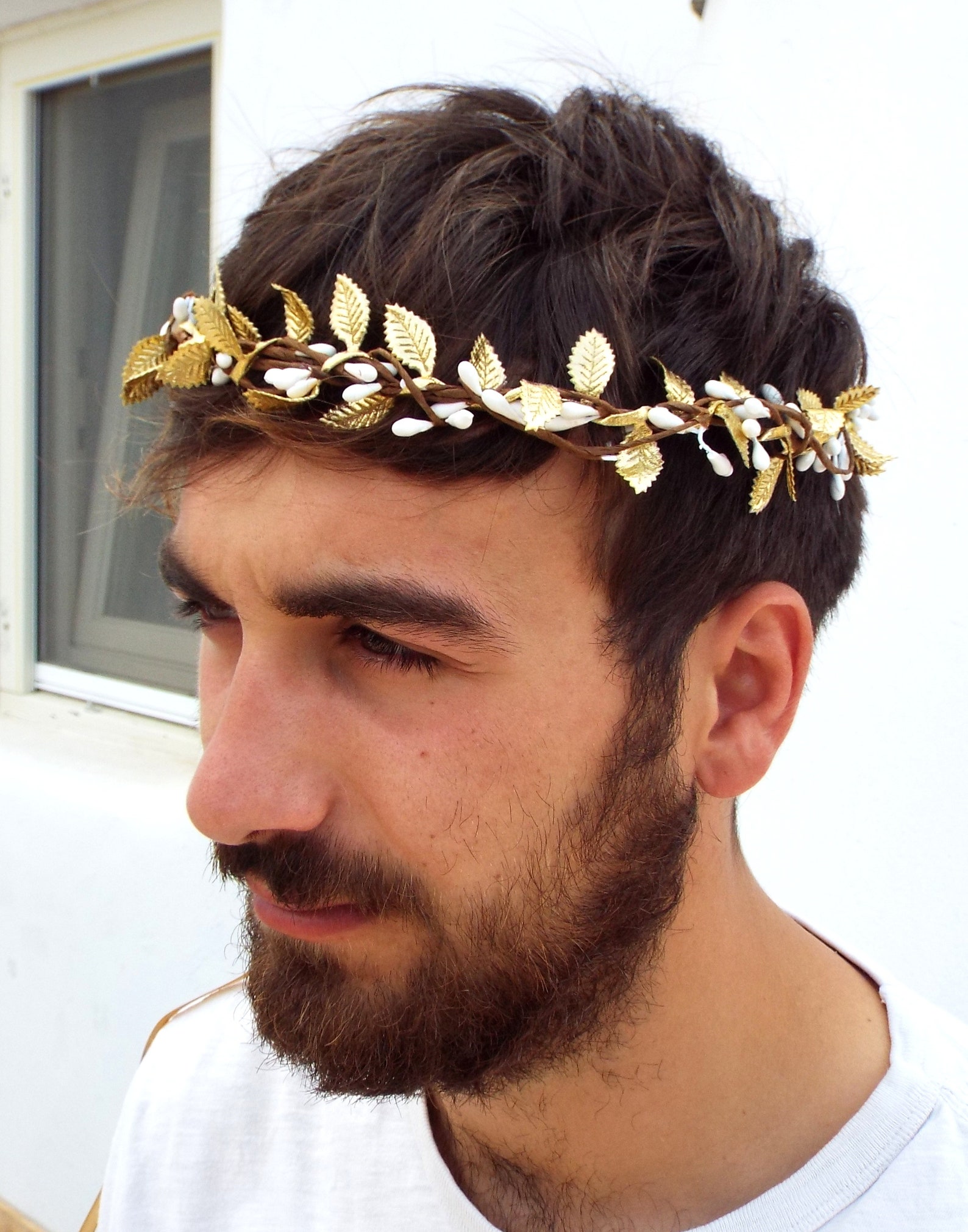 Men's crown Greek Gold Leaf Crown Caesar crown Costume | Etsy