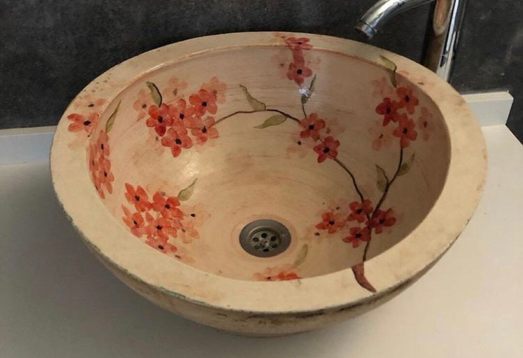 Sakura Amorphous Ceramic Sink – Handmade Countertop Vessel Basin – 15× ...