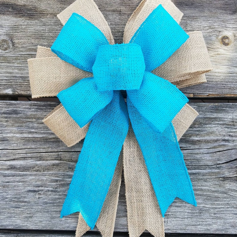 Two Tone Big Burlap Wreath Bow 12 Inch Two Color Bow Burlap - Etsy