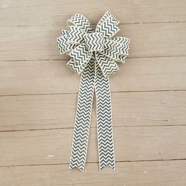 Black Chevron Burlap Bow, 12 Inch Black Chevron Blue, Burlap Bow, Black ...