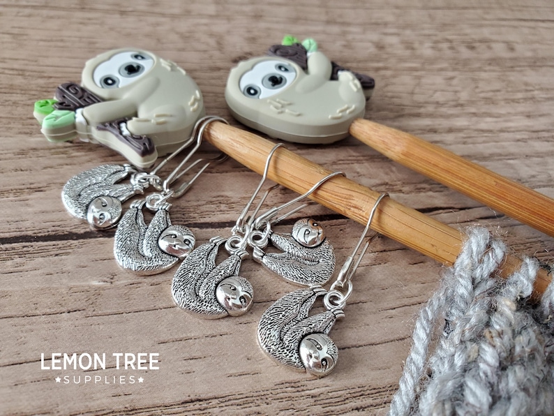 Sloth Knitting Stitch Stoppers, Point Protectors, Knitting Notions ...
