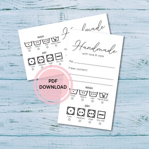 DOWNLOADABLE Care Tags PRINTABLE Care Instructions Card Care - Etsy