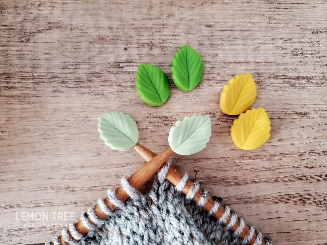 Leaf Knitting Needle Stitch Stoppers / Point Protectors / Knitting ...