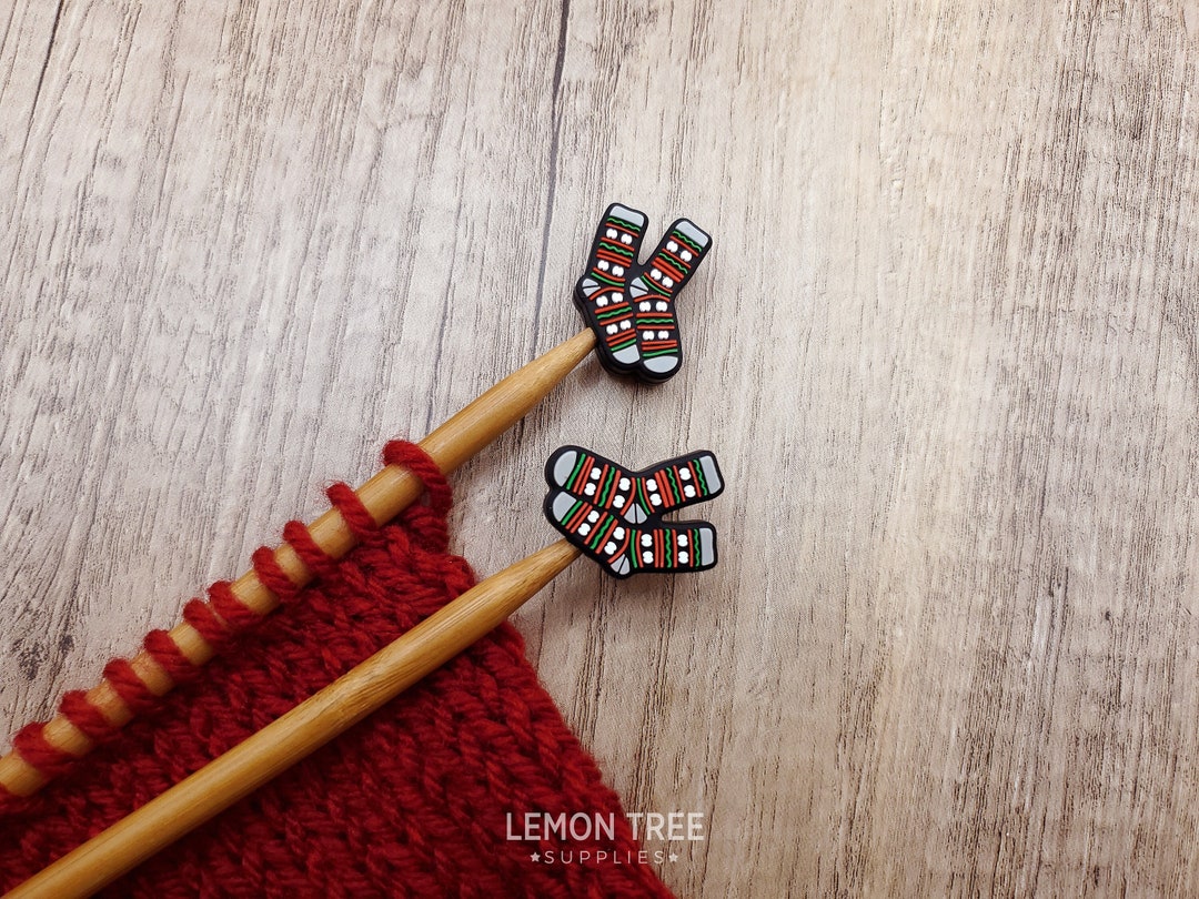Christmas Socks Christmas Knitting Needle Stitch Stoppers Holidays ...