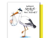 Totally Storked on Your New Arrival New Baby Stork Card - Etsy