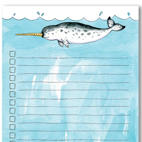 Narwhal Notepad Checklist Whale List Pad Notes - Etsy