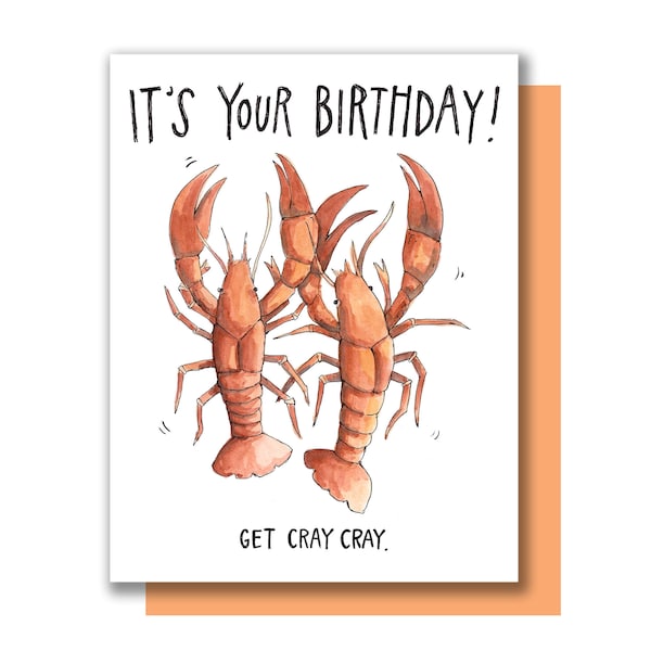 Crayfish Birthday Card - Etsy UK