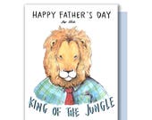 Happy Father's Day to the King of the Jungle Lion Card | Etsy