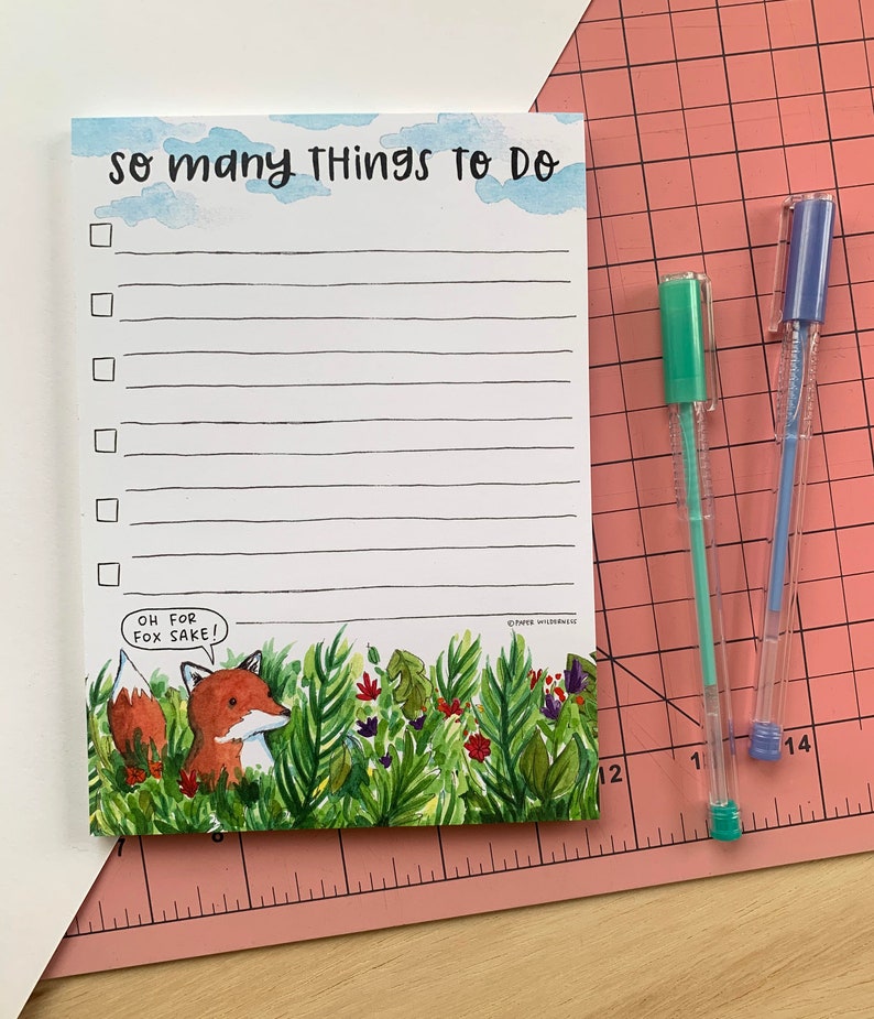 Fox Notepad for Fox Sake Checklist to Do List Notes | Etsy