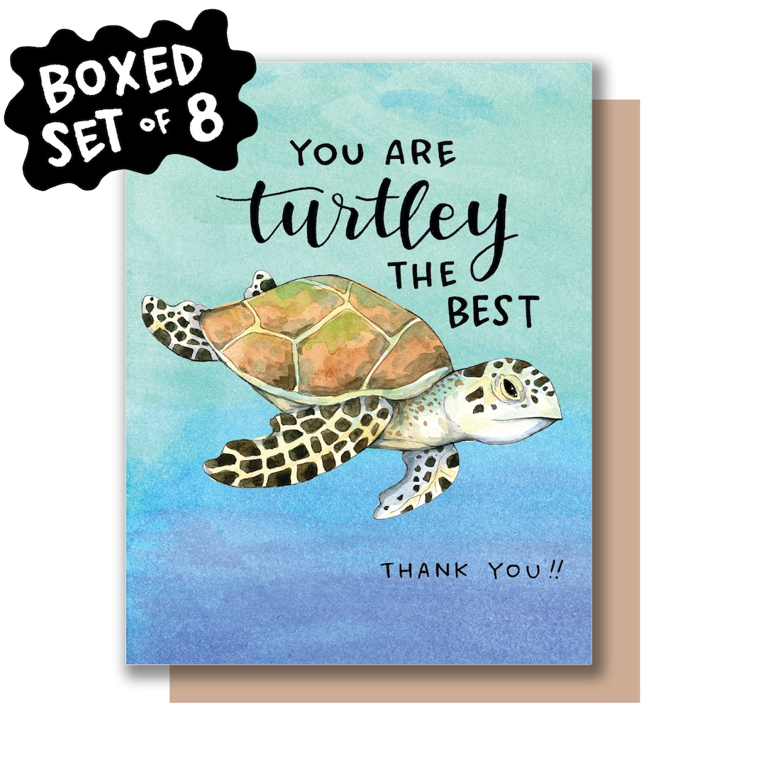 Sea Turtle Thank You Cards: Watercolor Boxed Set of 8 - Etsy