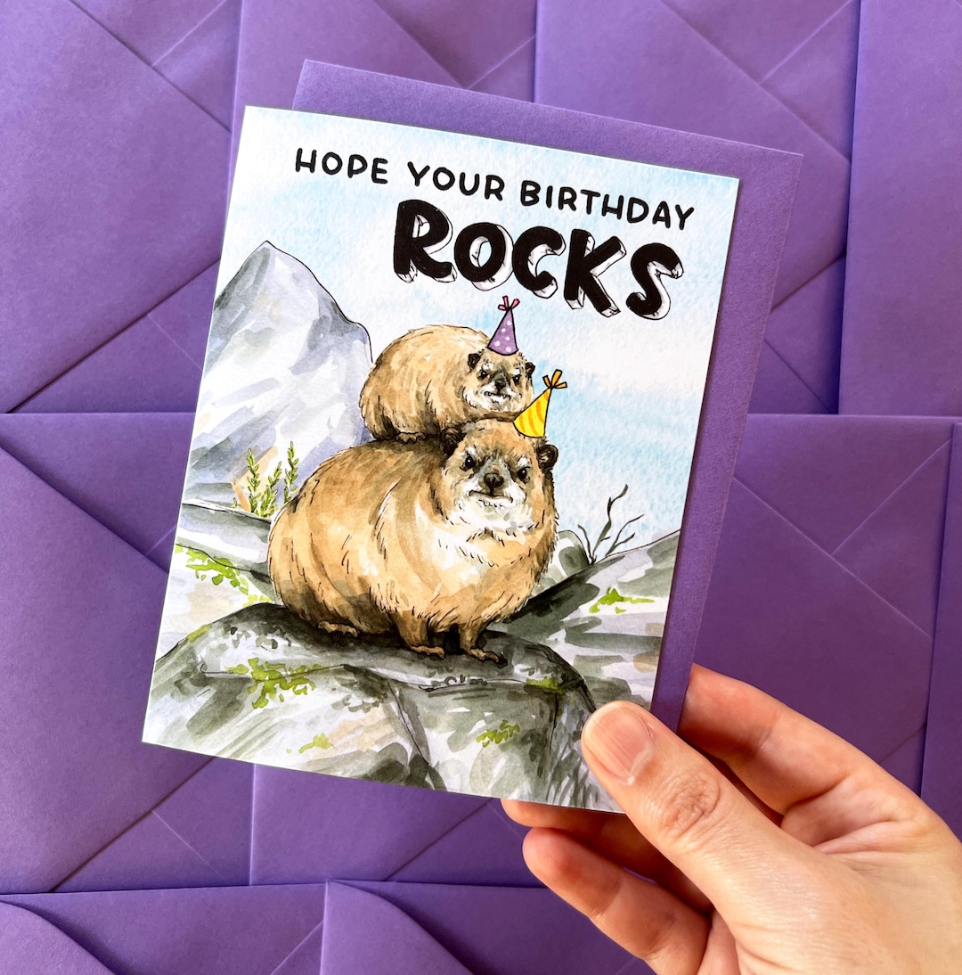 Hope Your Birthday Rocks Happy Birthday Rock Hyrax Card - Etsy