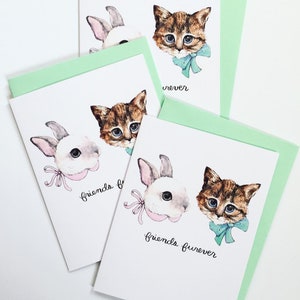 Friends Furever Bunny Kitten Friendship Best Friends Forever Card - Etsy