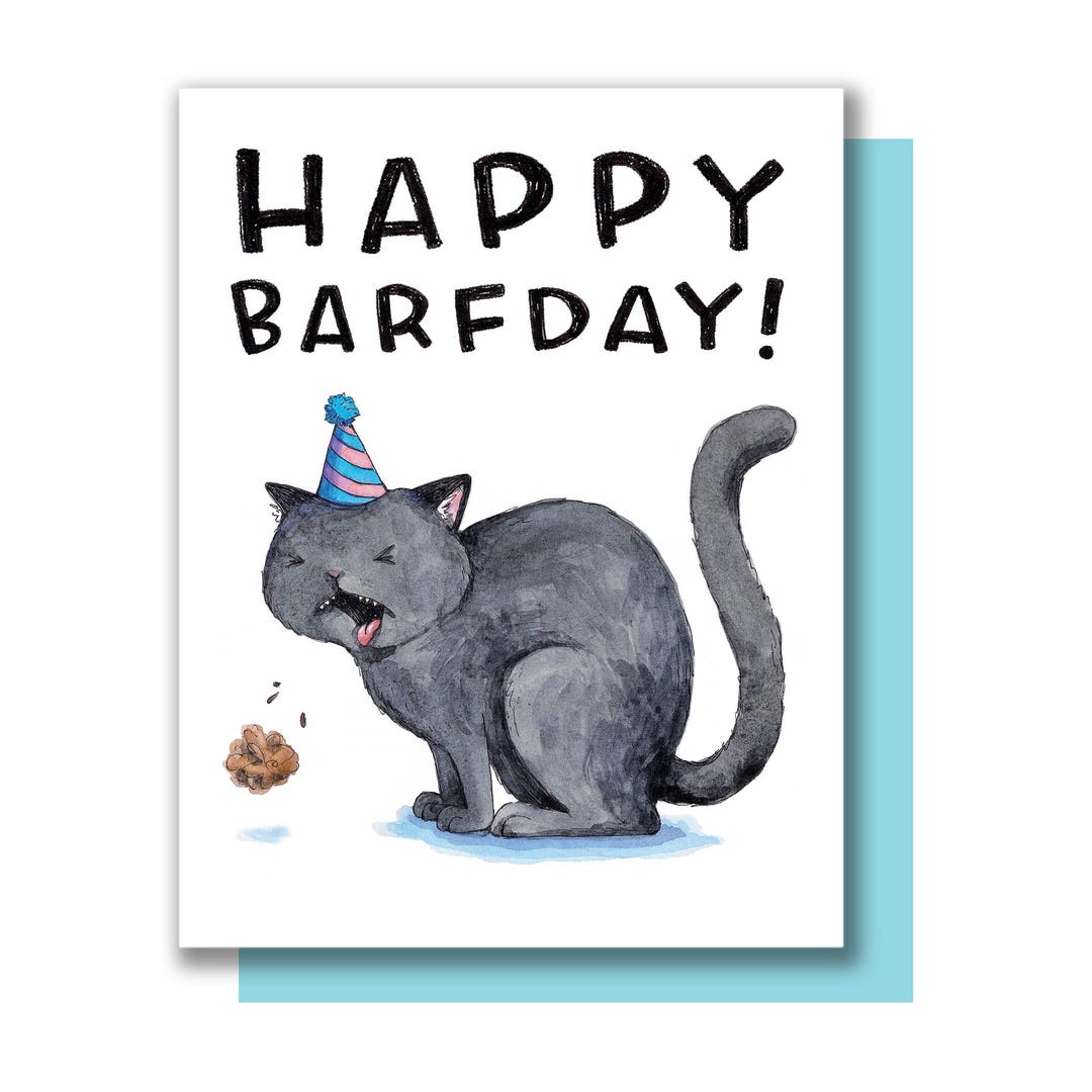 Happy Barfday Happy Birthday Cat Barf Card - Etsy