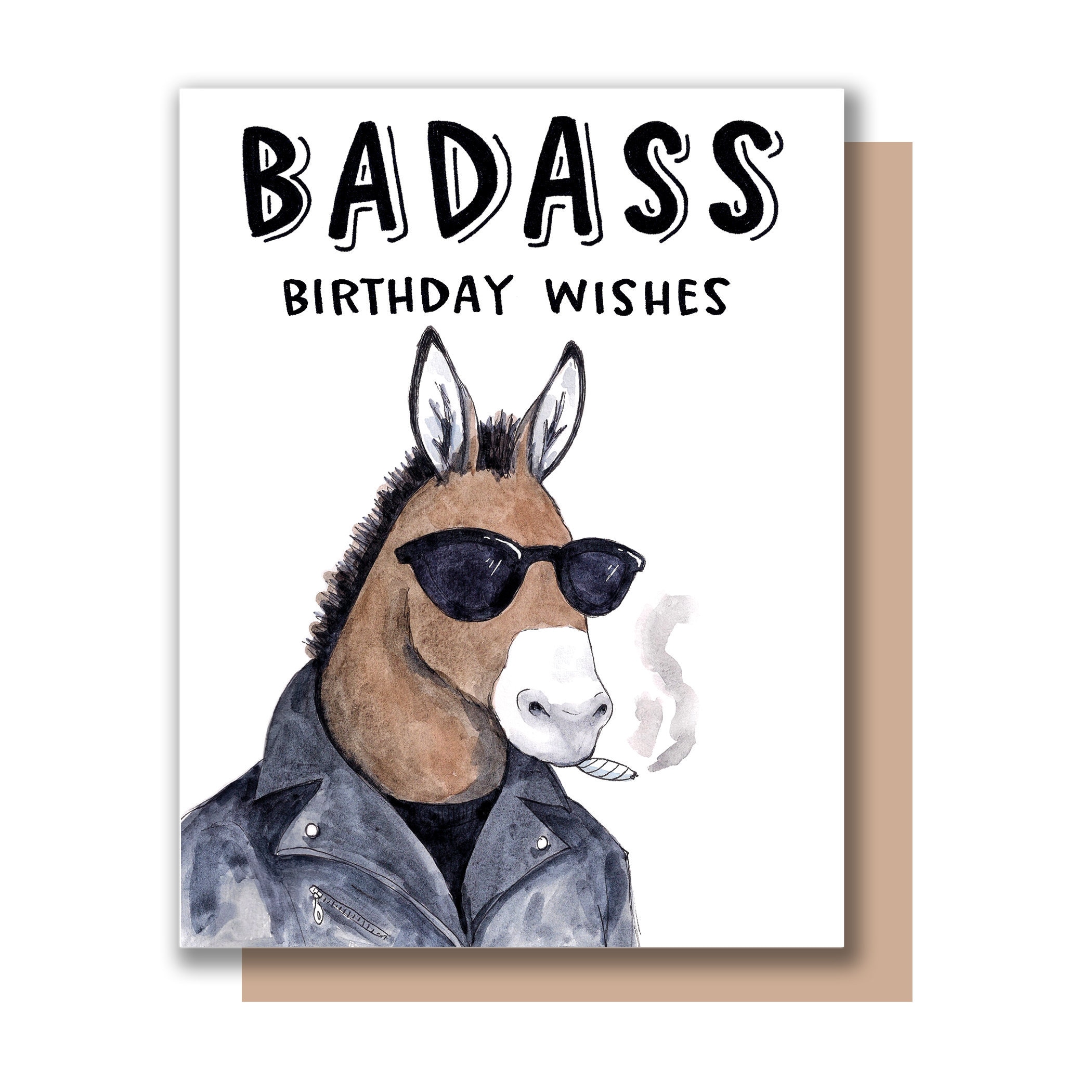 Badass Birthday Wishes Donkey Happy Birthday Card | Etsy
