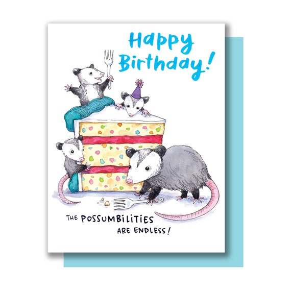 Possibilities Are Endless Opossum Happy Birthday Possum Card - Etsy