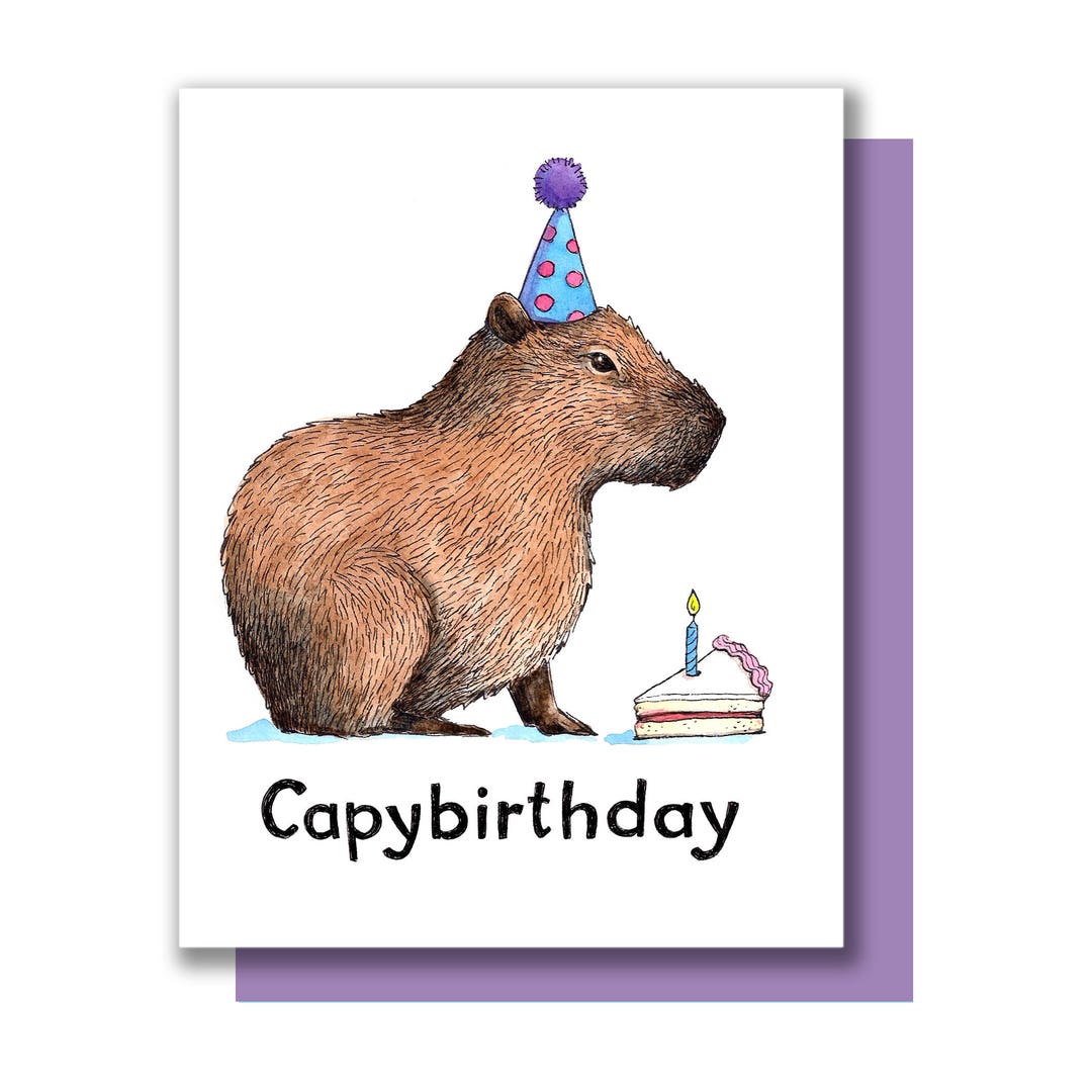 Capybirthday Happy Birthday Capybara Card - Etsy