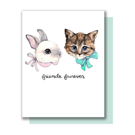 Friends Furever Bunny Kitten Friendship Best Friends Forever | Etsy