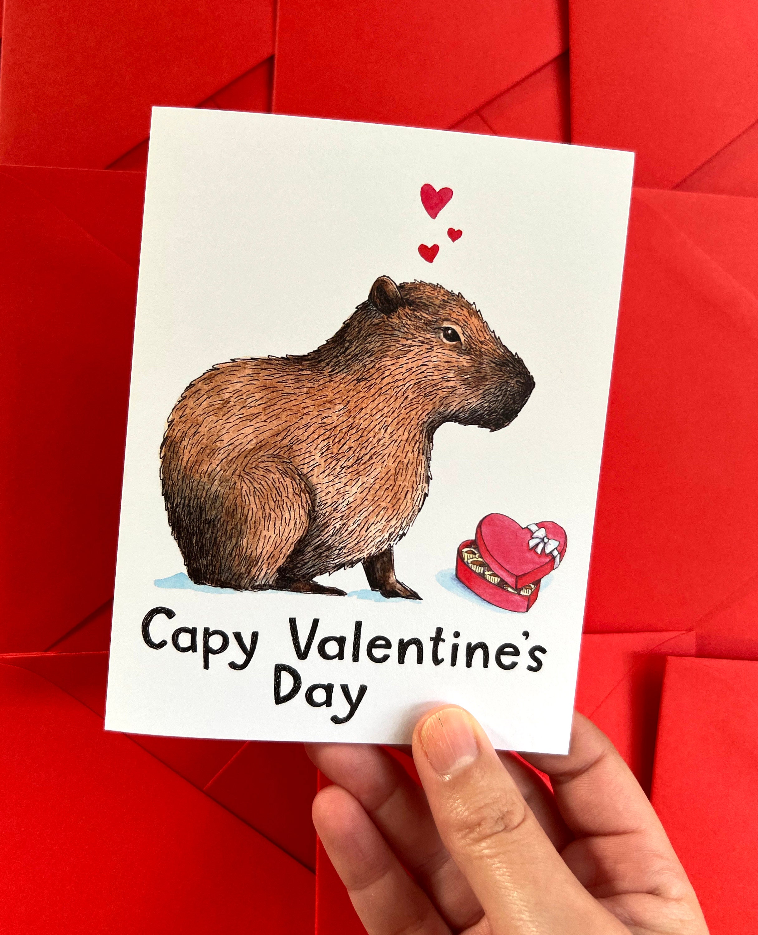 Capy Valentine's Day Capybara Happy Vday Love Card - Etsy