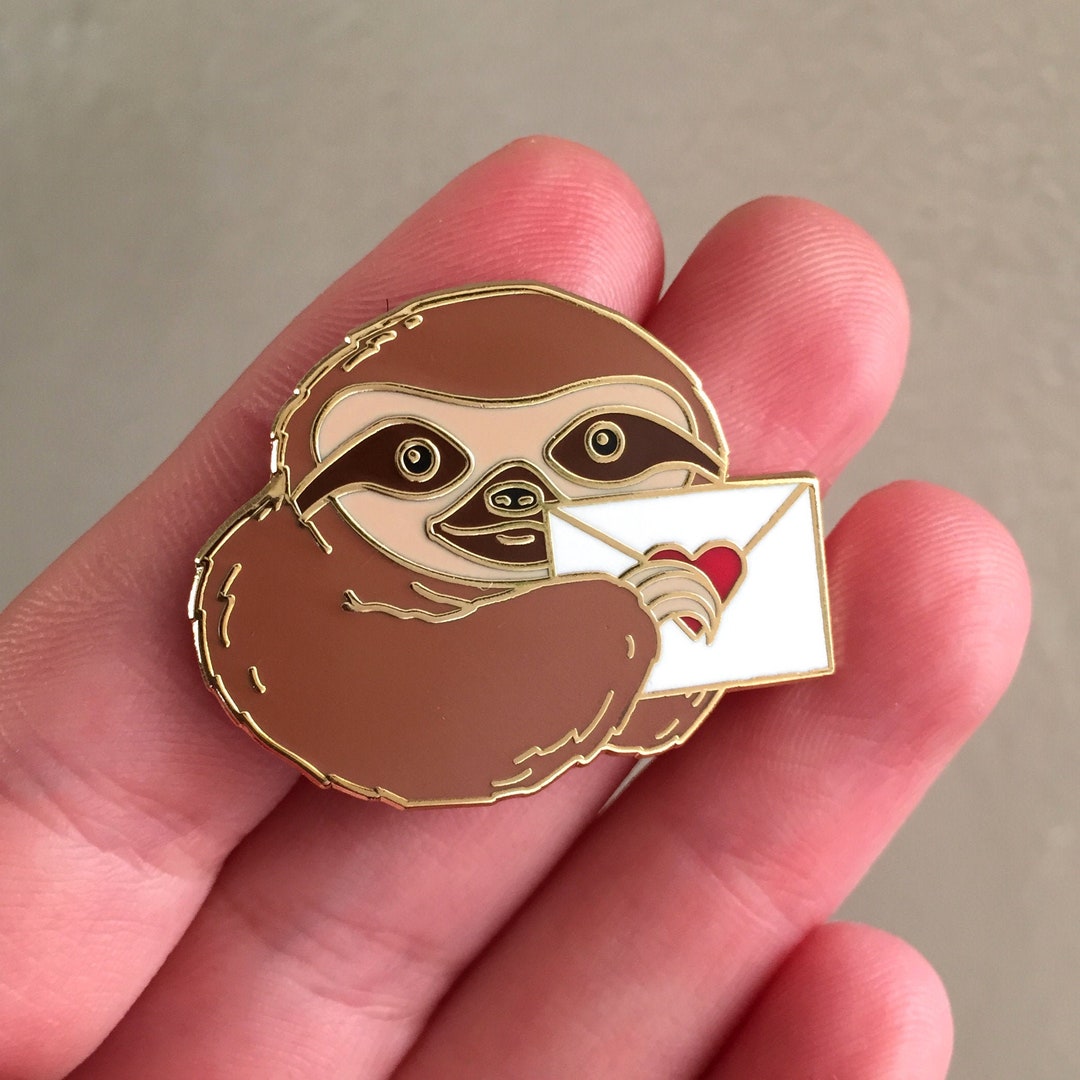 Sloth Mail Snail Mail Letter Hard Enamel Pin Gold Lapel Brooch - Etsy