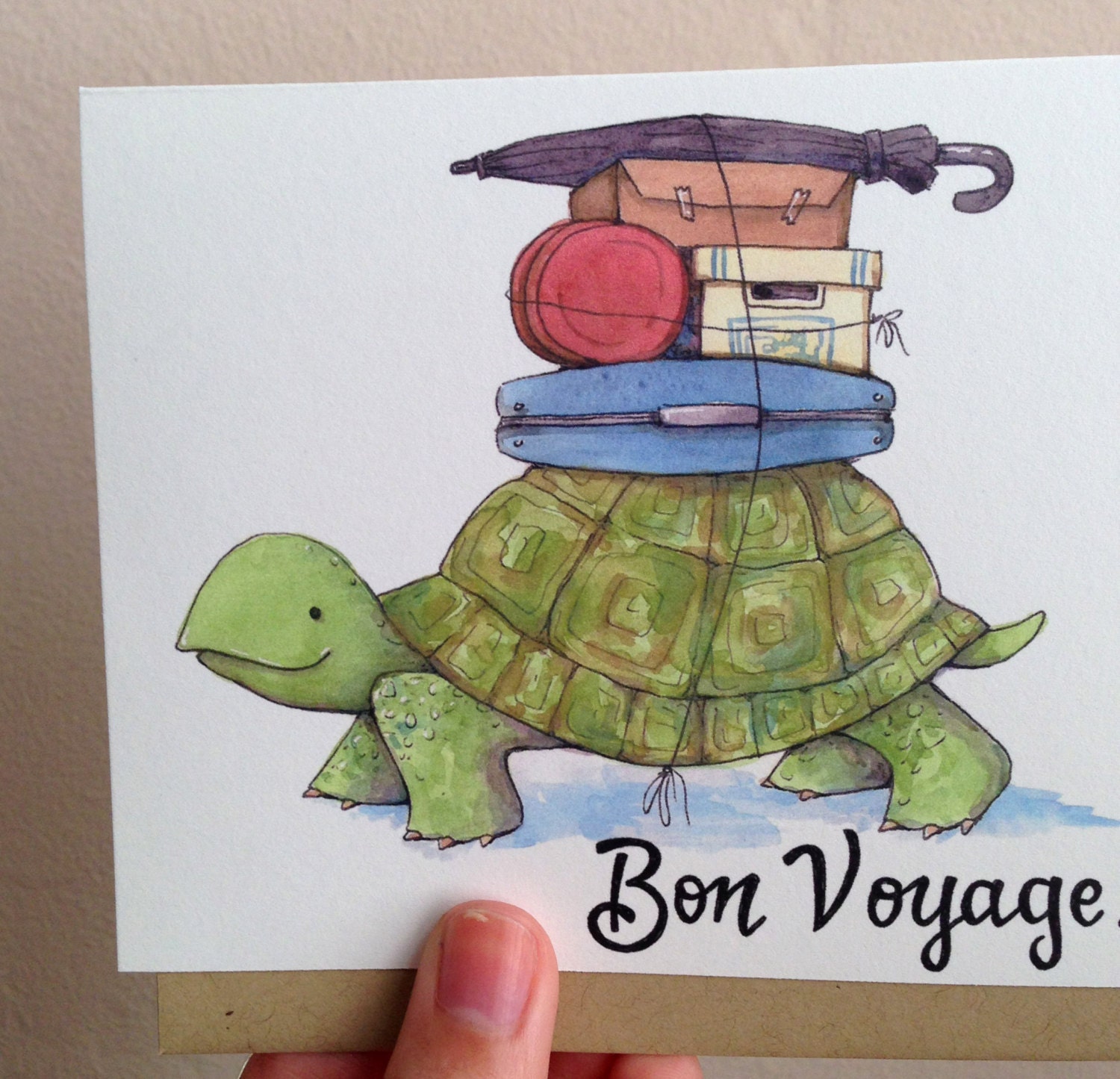 Bon Voyage Moving Turtle With Luggage Card - Etsy