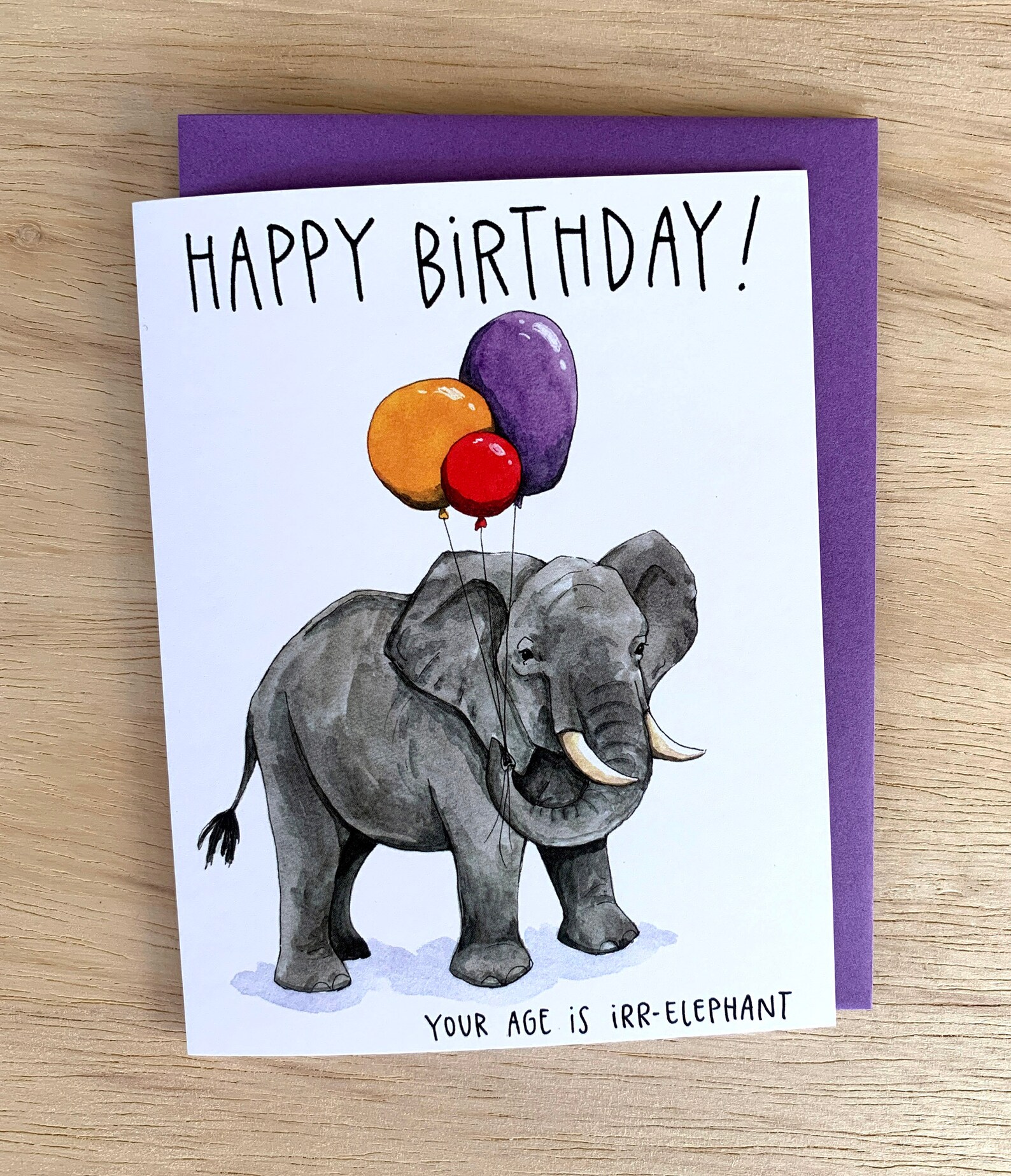 Your Age is Irrelevant Elephant Happy Birthday Card - Etsy