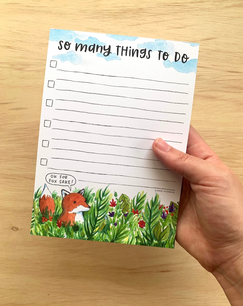 Fox Notepad for Fox Sake Checklist to Do List Notes | Etsy