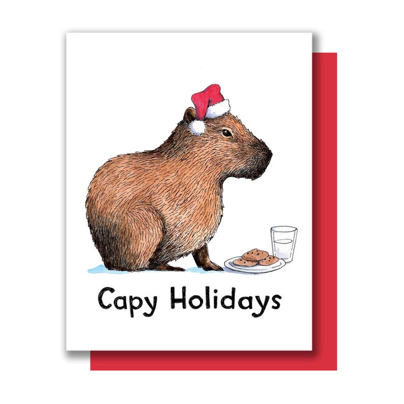 Capy Holidays Capybara Happy Holiday Christmas Card - Etsy