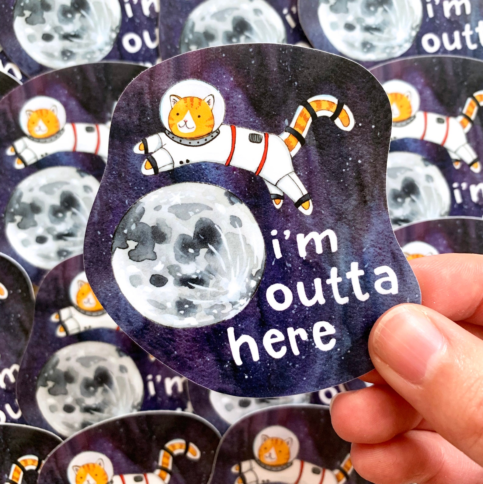 I'm Outta Here Space Cat Sticker Vinyl Die Cut Stickers - Etsy