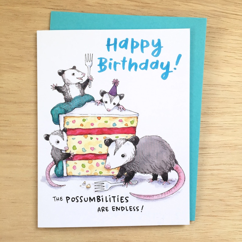 Possibilities Are Endless Opossum Happy Birthday Possum Card - Etsy